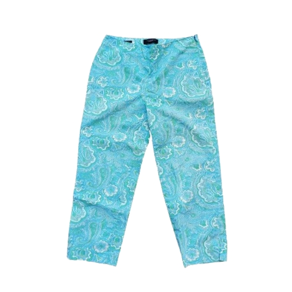 Talbots | Pants & Jumpsuits | Talbots Teal Paisley Capris | Poshmark
